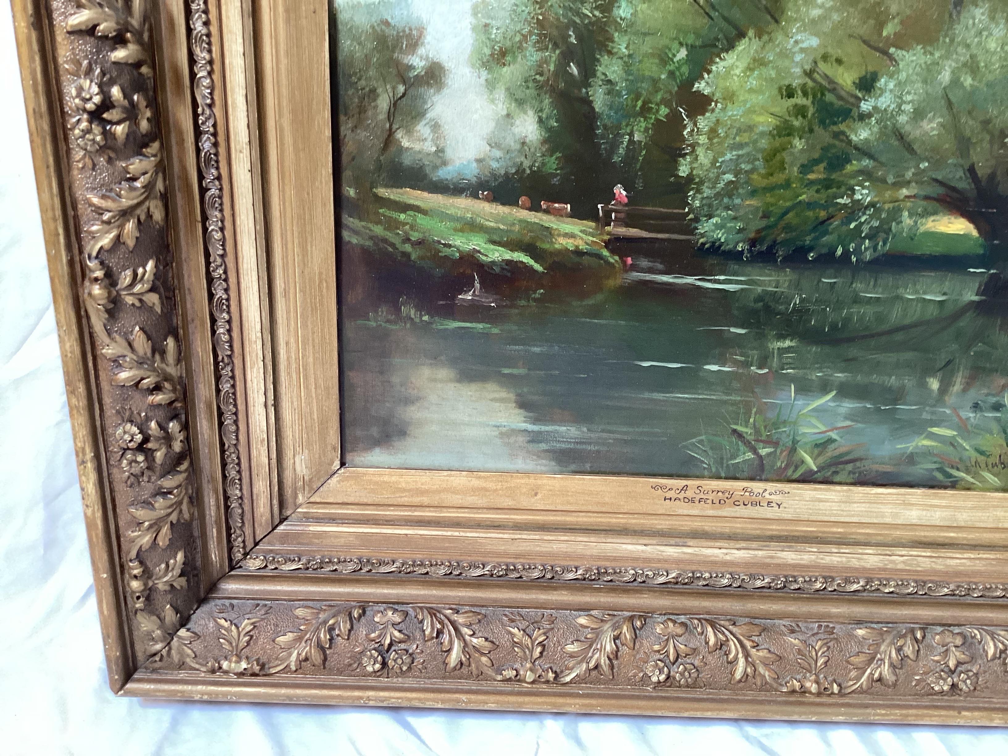 Late 19th Century Henry Hadfield Cubley, a Surrey Pool, Landscape Oil ...