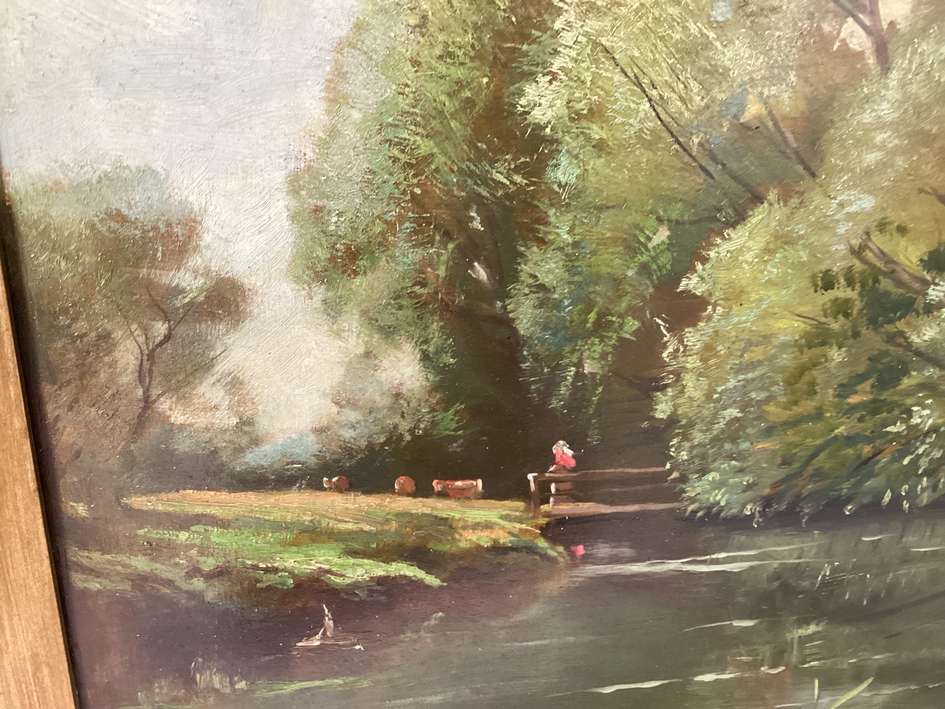 Late 19th Century Henry Hadfield Cubley, a Surrey Pool, Landscape Oil on Panel For Sale at 1stDibs