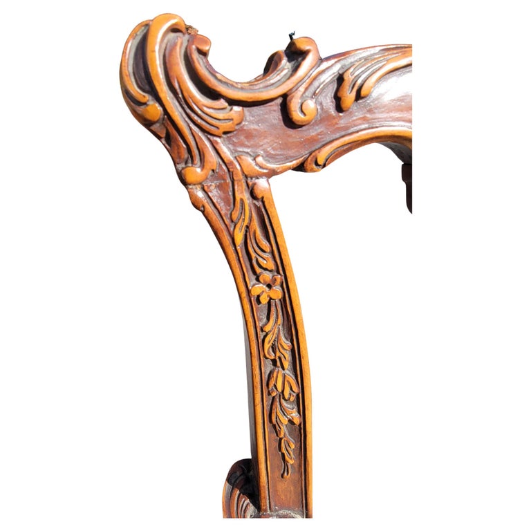Late 19th Century Highly Carved Mahogany Chippendale Rococo Upholstered ...