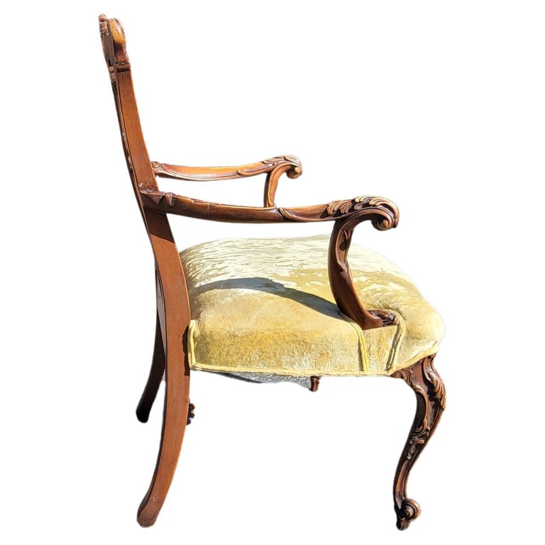 Late 19th Century Highly Carved Mahogany Chippendale Rococo Upholstered ...