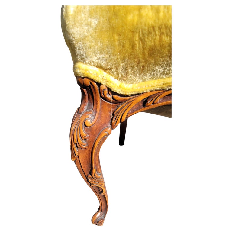 Late 19th Century Highly Carved Mahogany Chippendale Rococo Upholstered ...