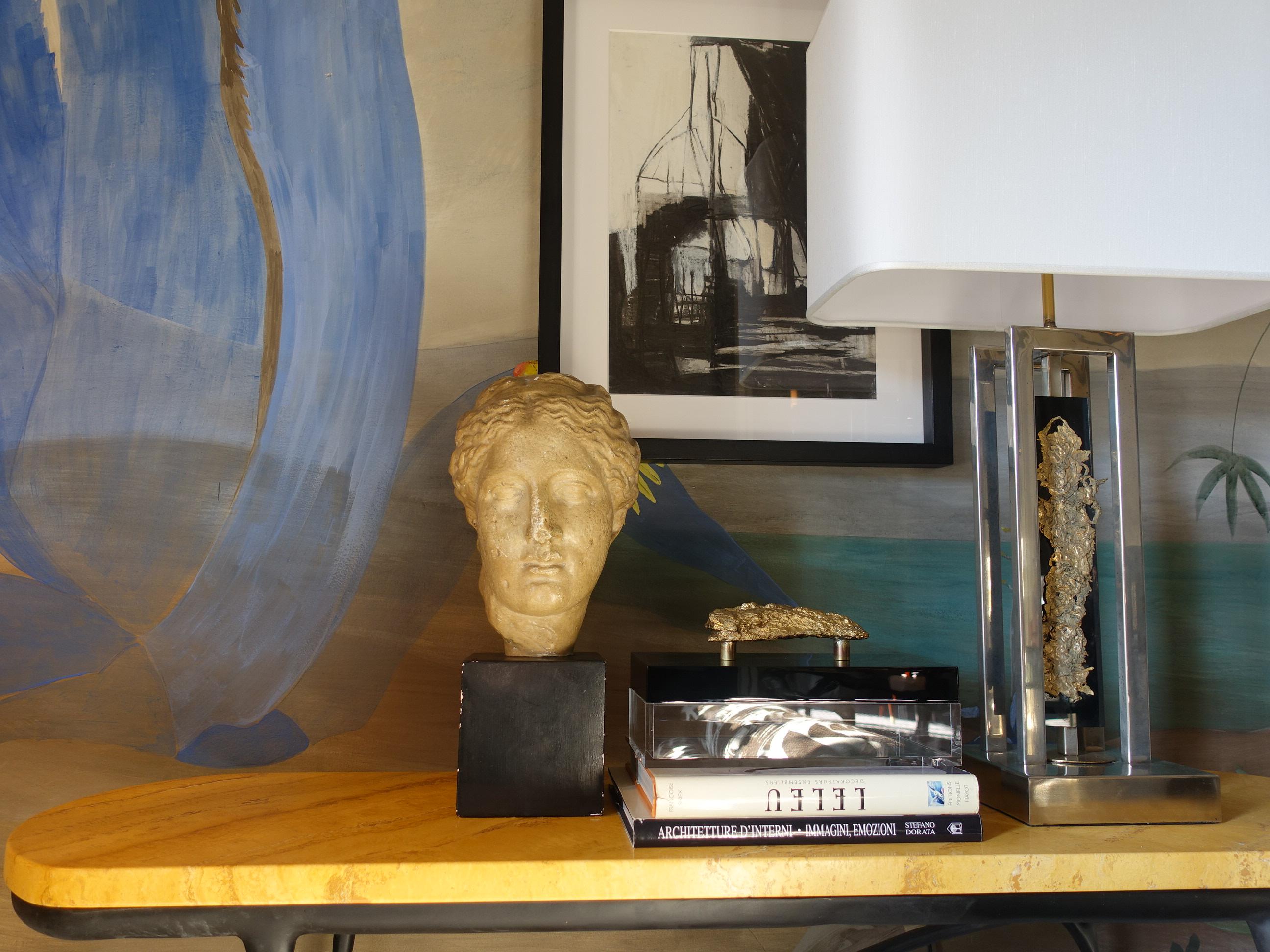 Late 19th Century Italian Gypsum Female Head, Black Gypsum Base at 1stDibs