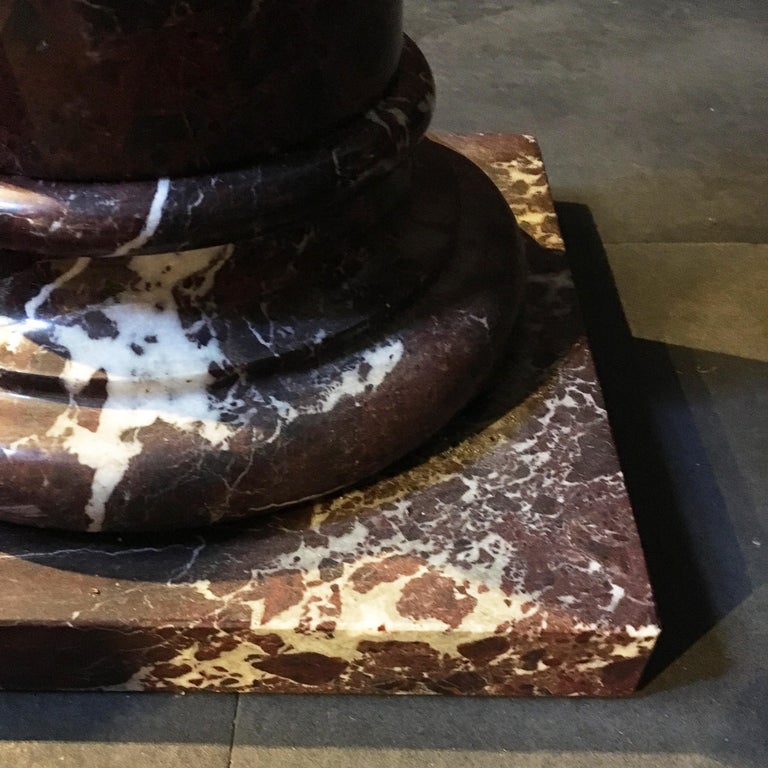 Late 19th Century Italian Red Marble Column with Square Plinth and Top ...