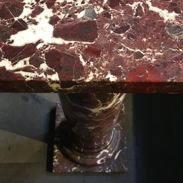 Late 19th Century Italian Red Marble Column with Square Plinth and Top ...