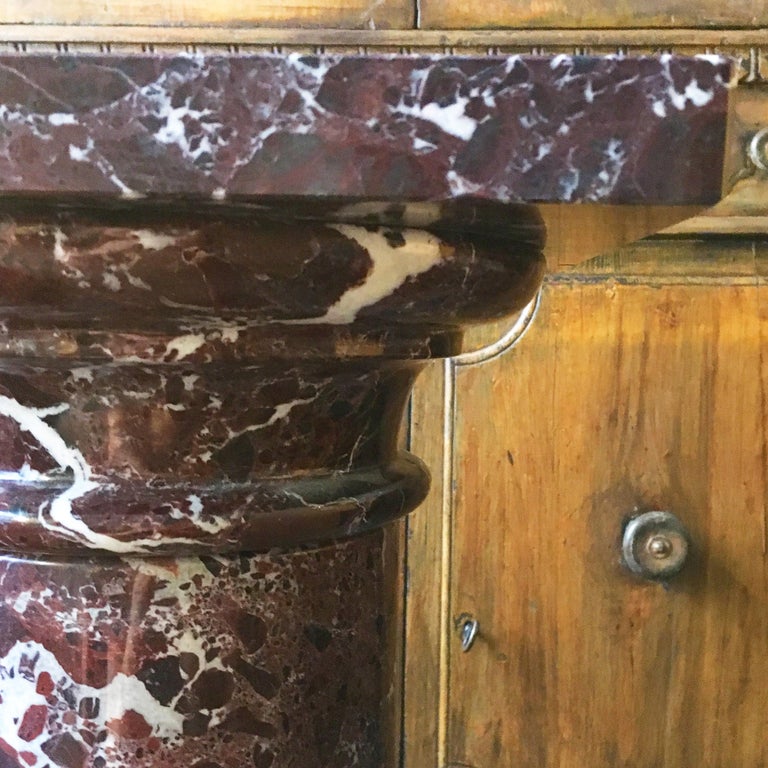 Late 19th Century Italian Red Marble Column with Square Plinth and Top ...