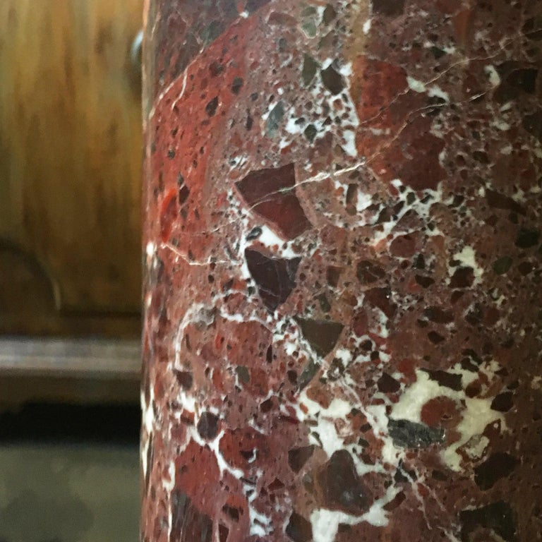 Late 19th Century Italian Red Marble Column with Square Plinth and Top ...