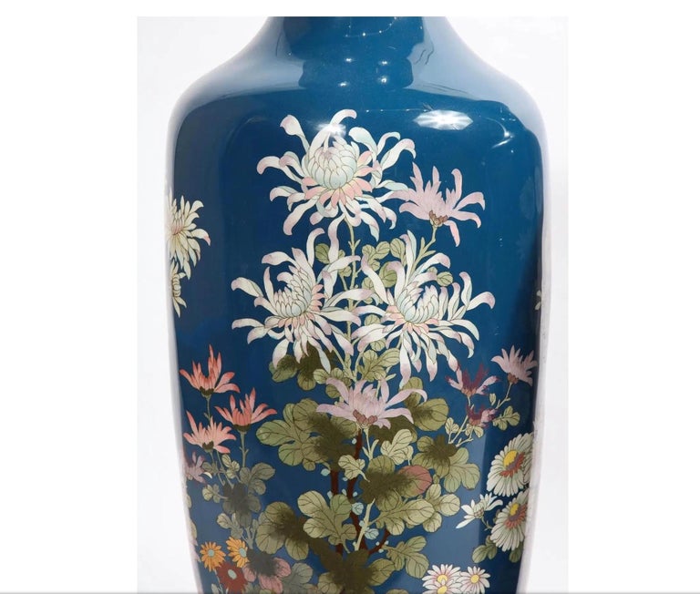 Late 19th Century Large Japanese Meiji Period Blue-Ground Cloisonne ...