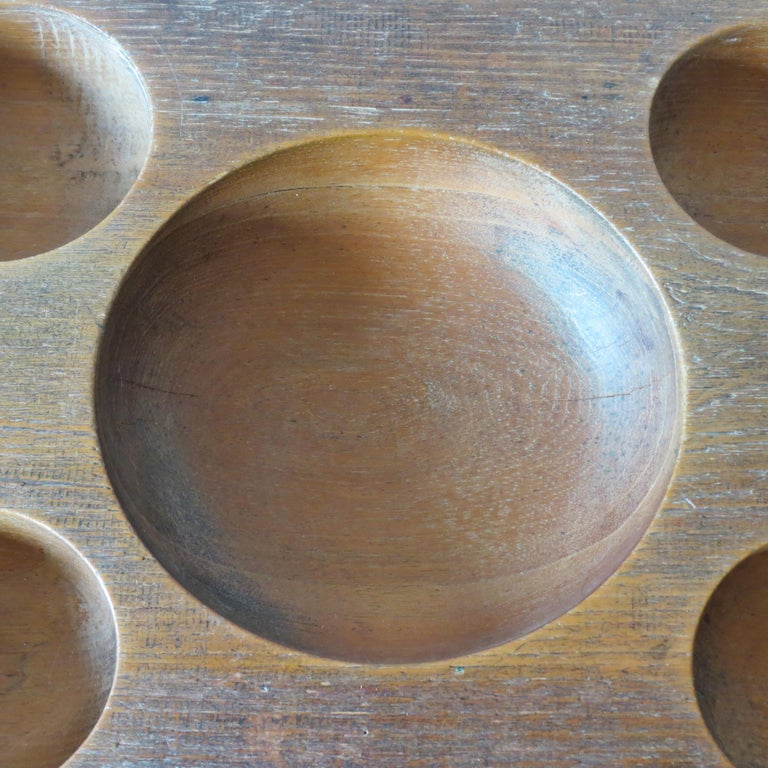 Late 19th Century Large Walnut Wooden Coin Bowl For Sale at 1stDibs