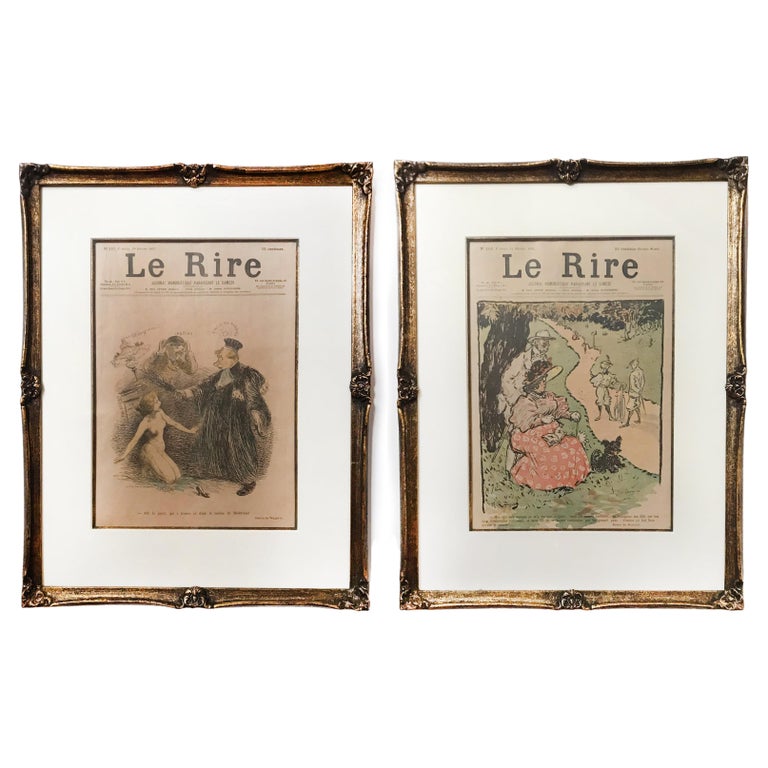 Late 19th Century "Le Rire" Magazine Original Covers in Gold Frames ...