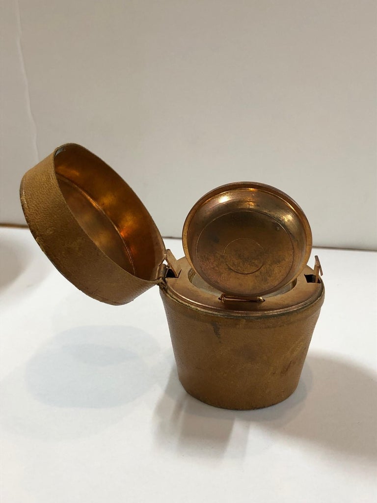 Late 19th Century Leather Mini Hat Box Traveling Inkwell For Sale at ...