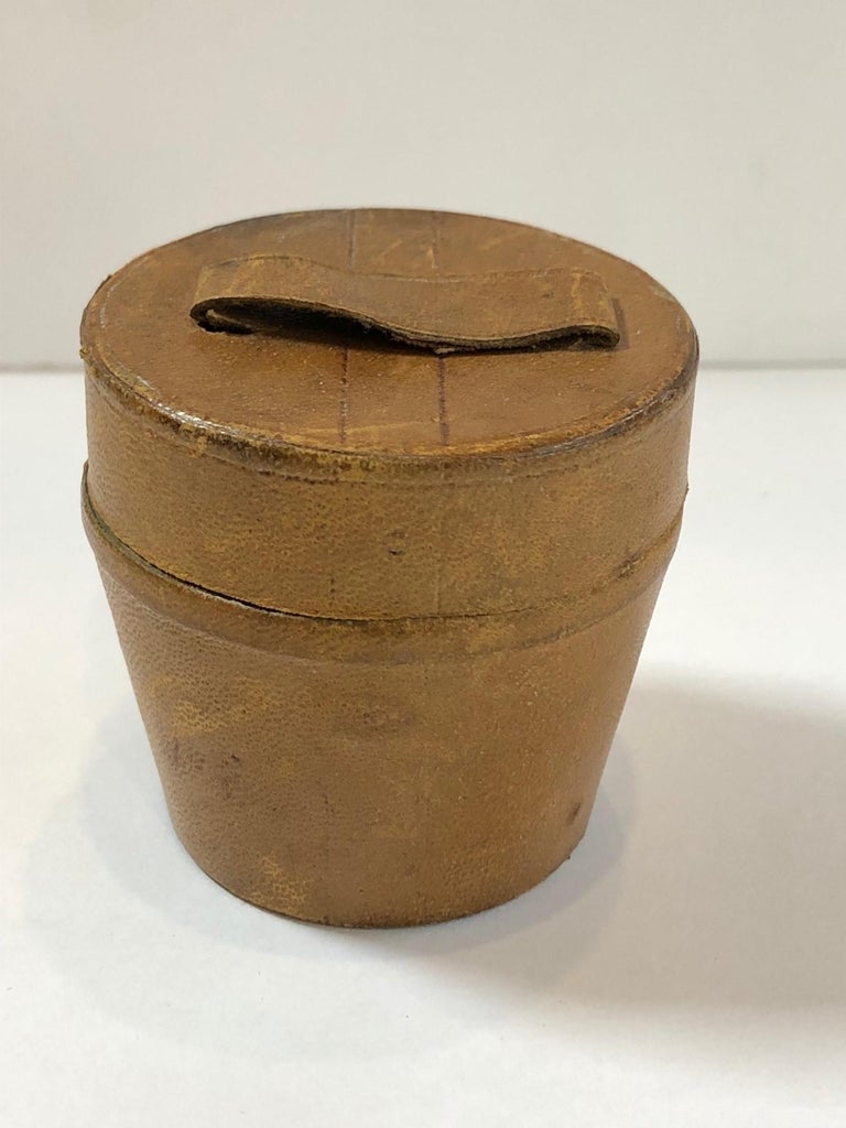 Late 19th Century Leather Mini Hat Box Traveling Inkwell For Sale at ...