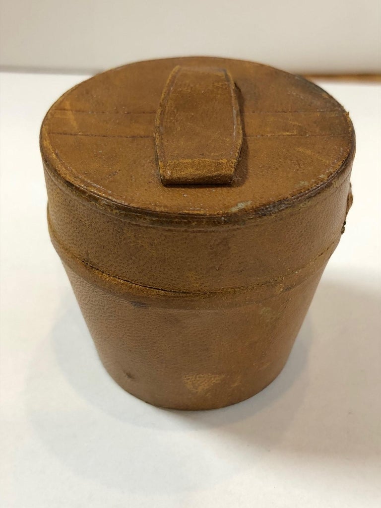 Late 19th Century Leather Mini Hat Box Traveling Inkwell For Sale at ...