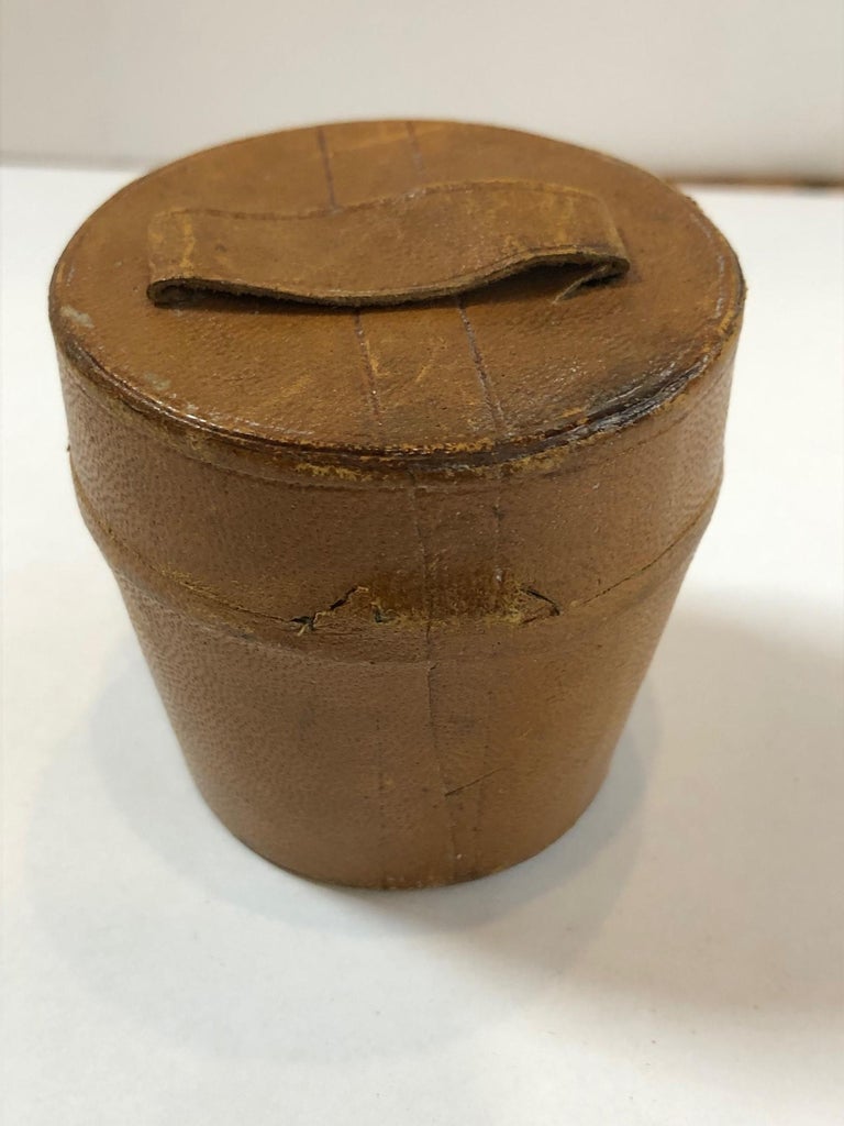Late 19th Century Leather Mini Hat Box Traveling Inkwell For Sale at ...