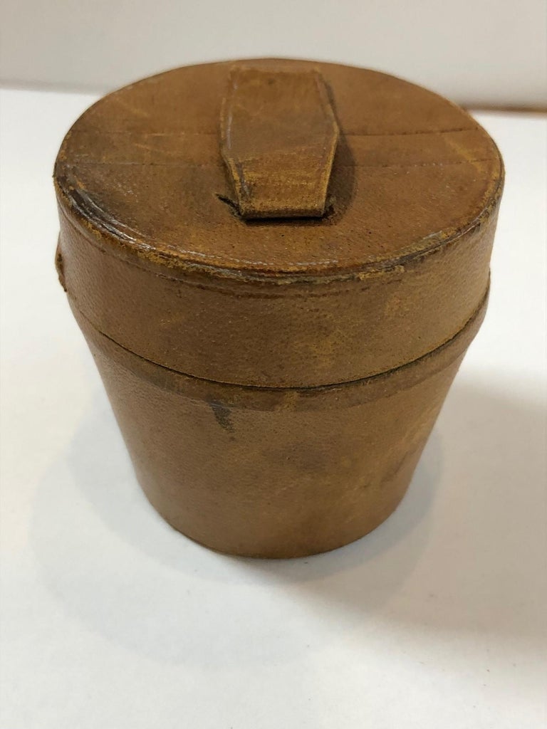 Late 19th Century Leather Mini Hat Box Traveling Inkwell For Sale at ...