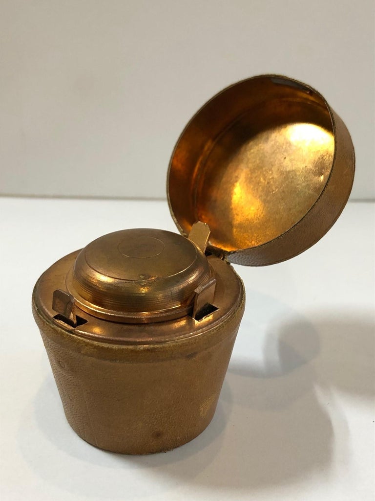 Late 19th Century Leather Mini Hat Box Traveling Inkwell For Sale at ...