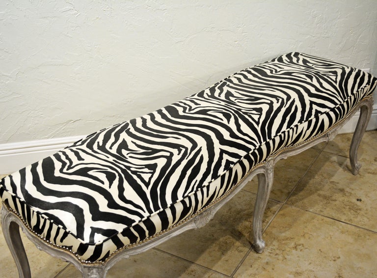 Late 19th Century Louis XV Style Painted Zebra Print Covered Six Leg ...