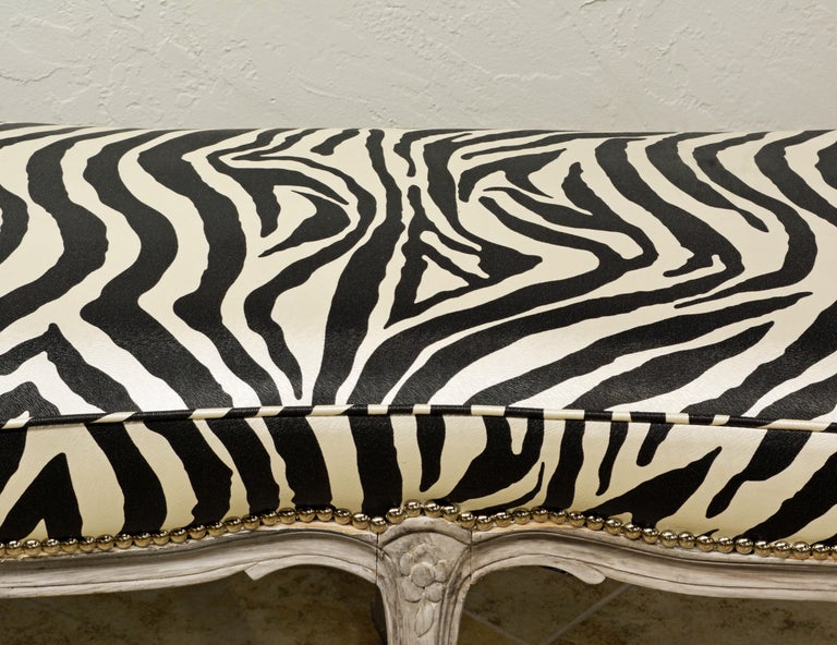 Late 19th Century Louis XV Style Painted Zebra Print Covered Six Leg ...