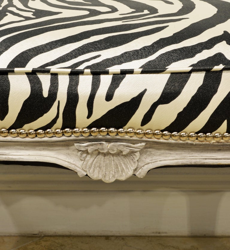 Late 19th Century Louis XV Style Painted Zebra Print Covered Six Leg ...