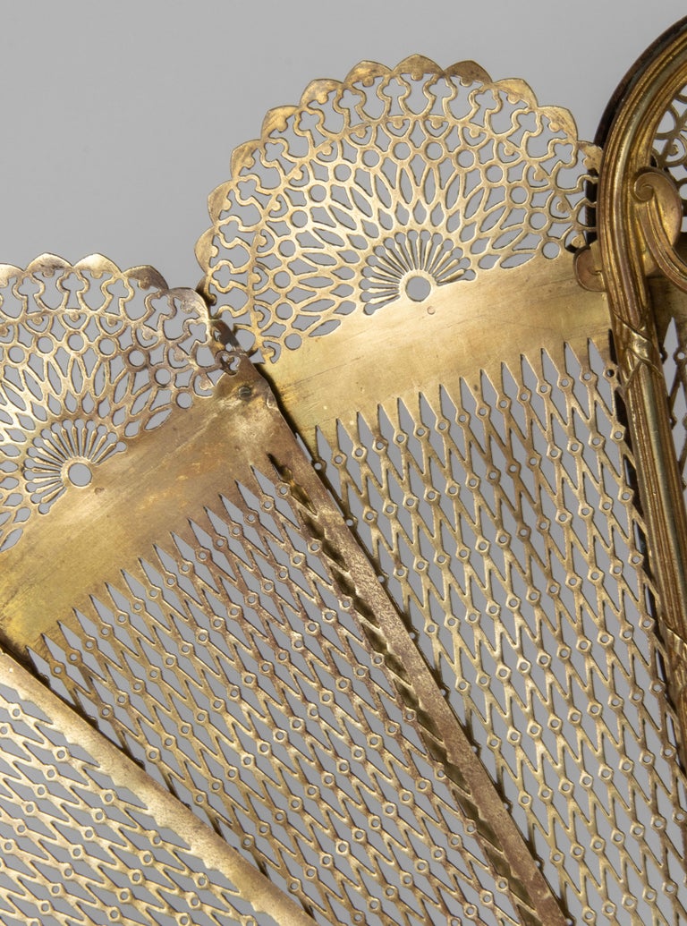 Late 19th Century Louis XVI Bronze Fan Foldable Peacock Fire Place ...