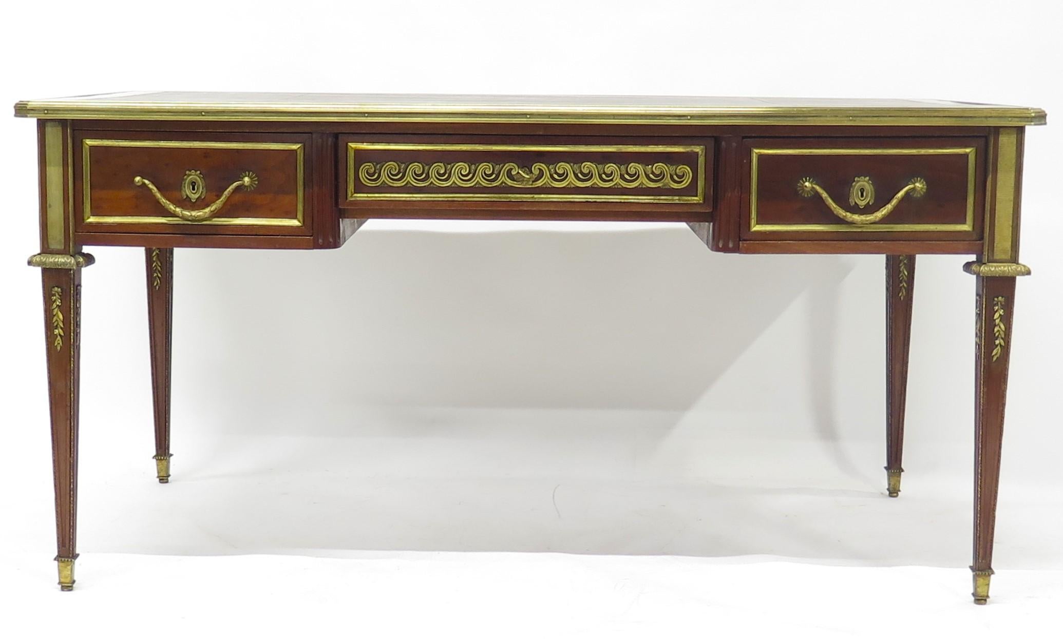 Late 19th Century Louis XVI Style Plum Pudding Mahogany Writing Desk ...