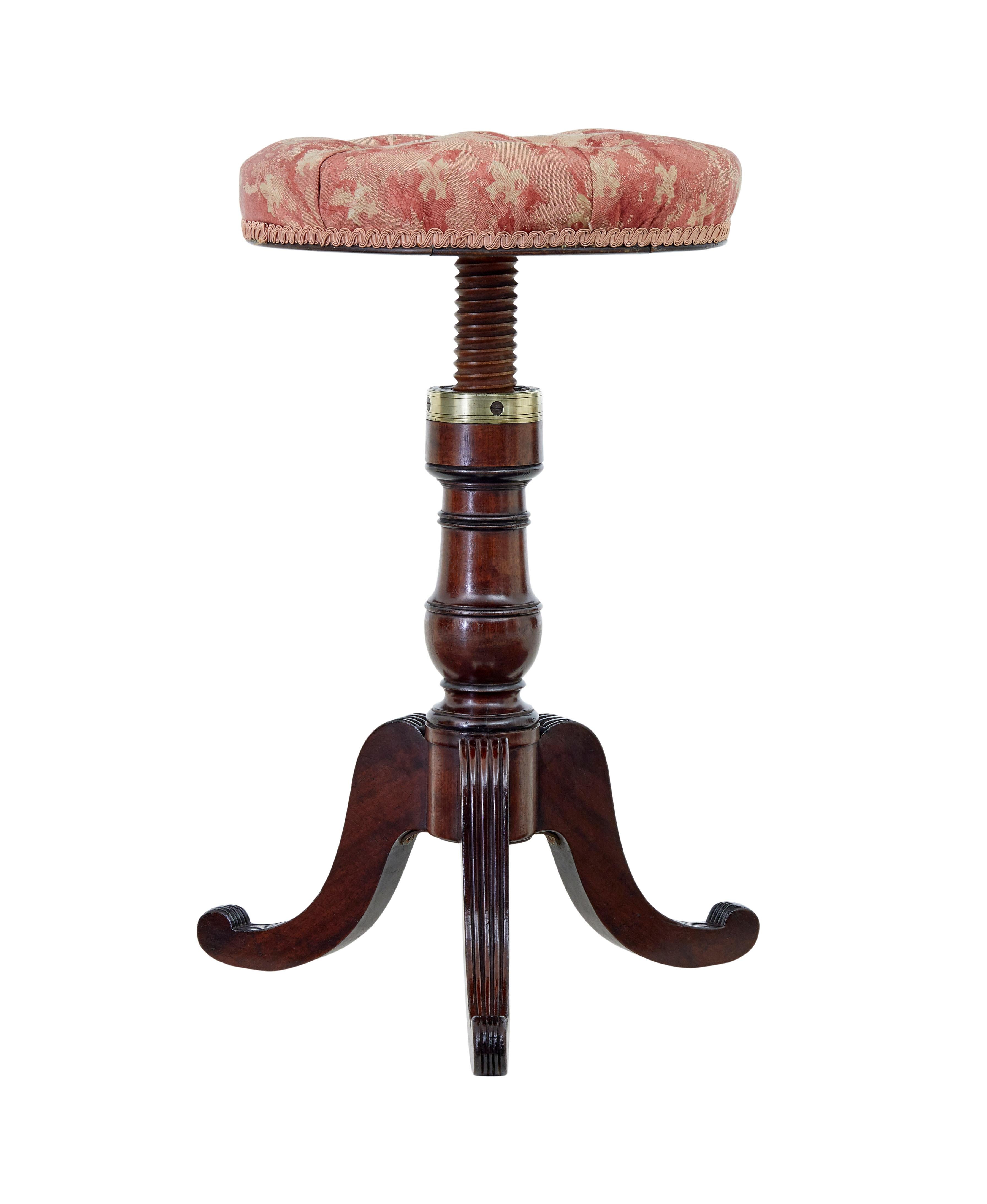 Late 19th Century Mahogany Piano Stool For Sale at 1stDibs