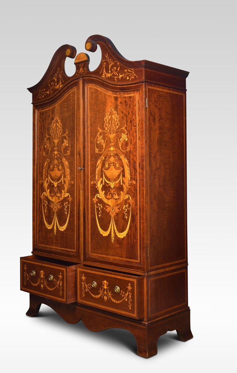 Late 19th Century Mahogany Two-Door Inlaid Wardrobe at 1stDibs