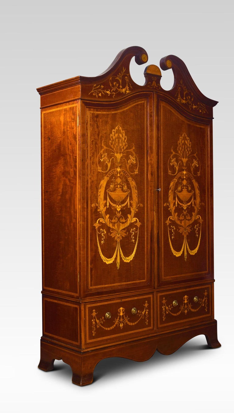 Late 19th Century Mahogany Two-Door Inlaid Wardrobe at 1stDibs