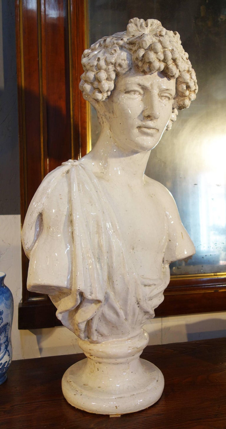 Late 19th Century Majolica Bust Sculpture Of Bacchus God Of Wine At 1stdibs