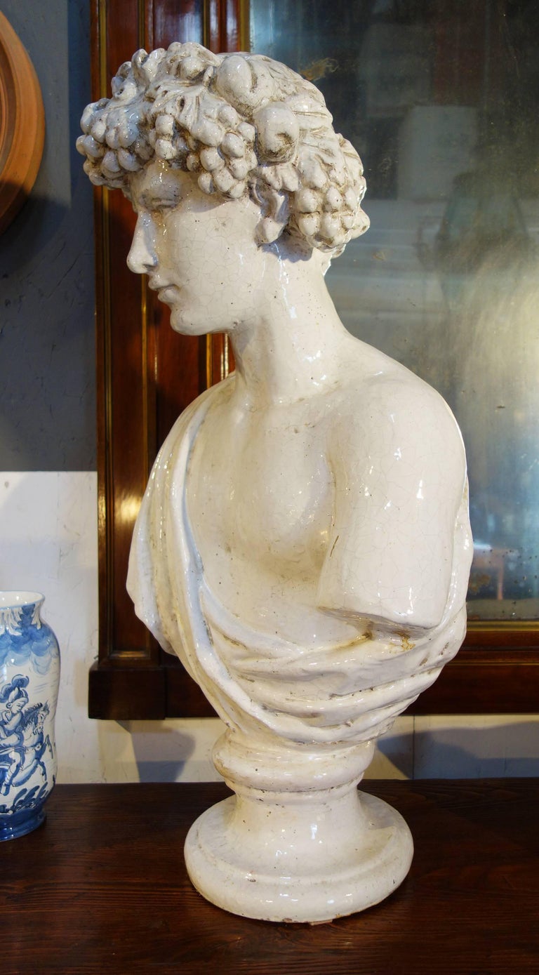 Late 19th Century Majolica Bust Sculpture Of Bacchus God Of Wine At 1stdibs