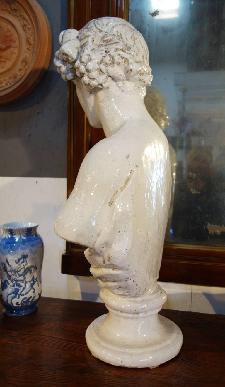 Late 19th Century Majolica Bust Sculpture Of Bacchus God Of Wine At 1stdibs