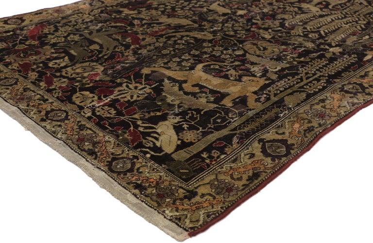 Late 19th Century Medieval Distressed Antique Indian Agra Rug with ...