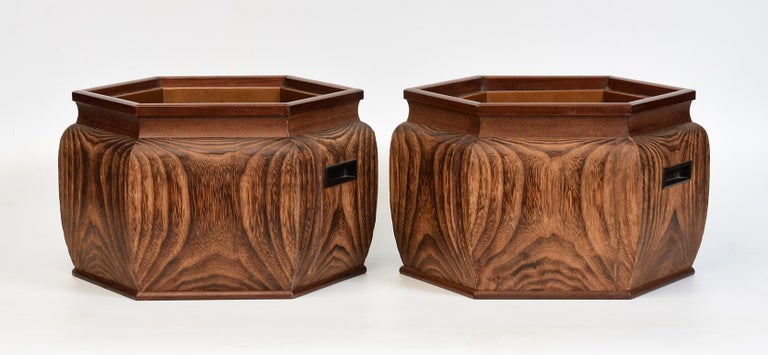 Late 19th Century, Meiji, A Pair of Antique Japanese Keyaki Wooden Pot ...