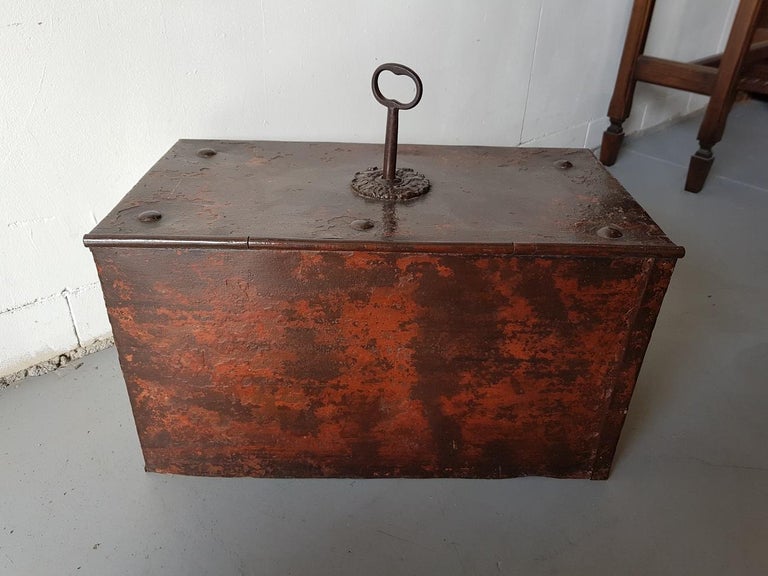 Late 19th Century Metal Safe and Hand-Painted For Sale at 1stdibs