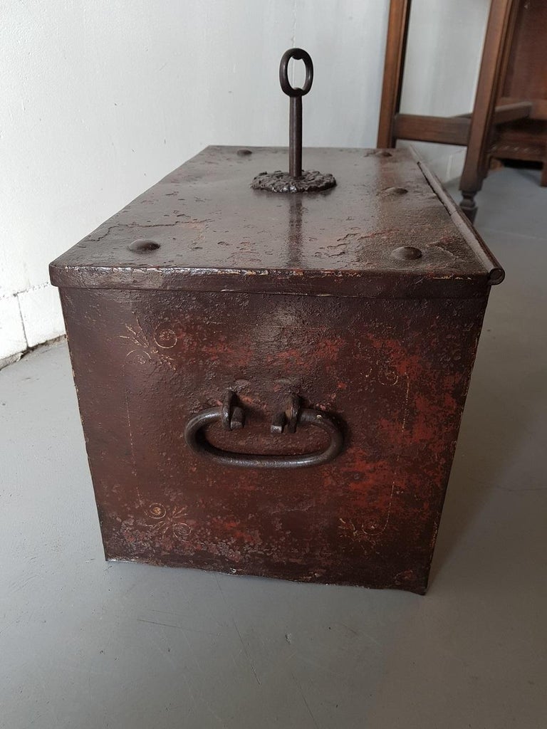 Late 19th Century Metal Safe and Hand-Painted For Sale at 1stdibs