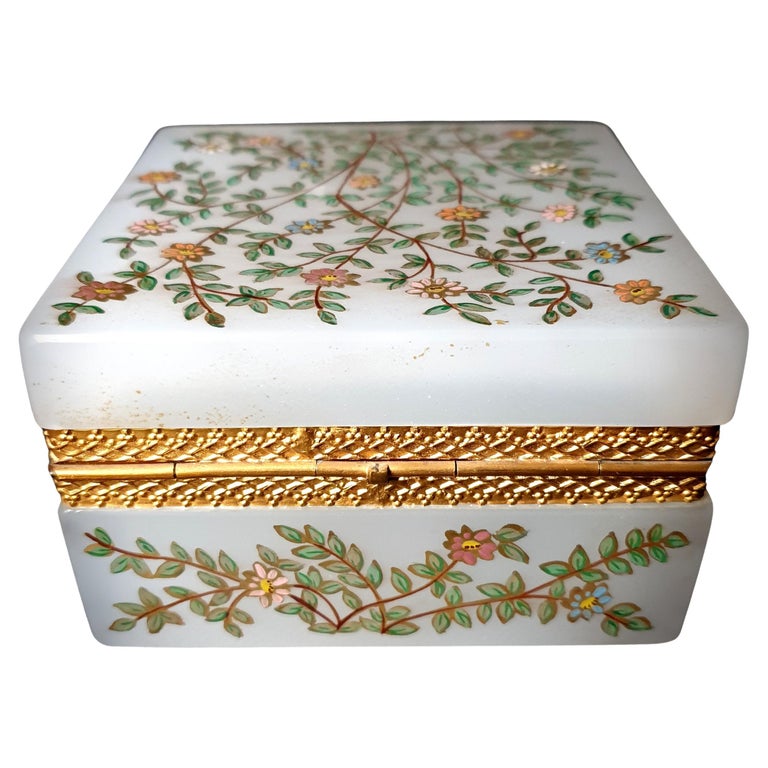 Late 19th Century Milky White Opaline Murano Bohemian Gilded Box France ...