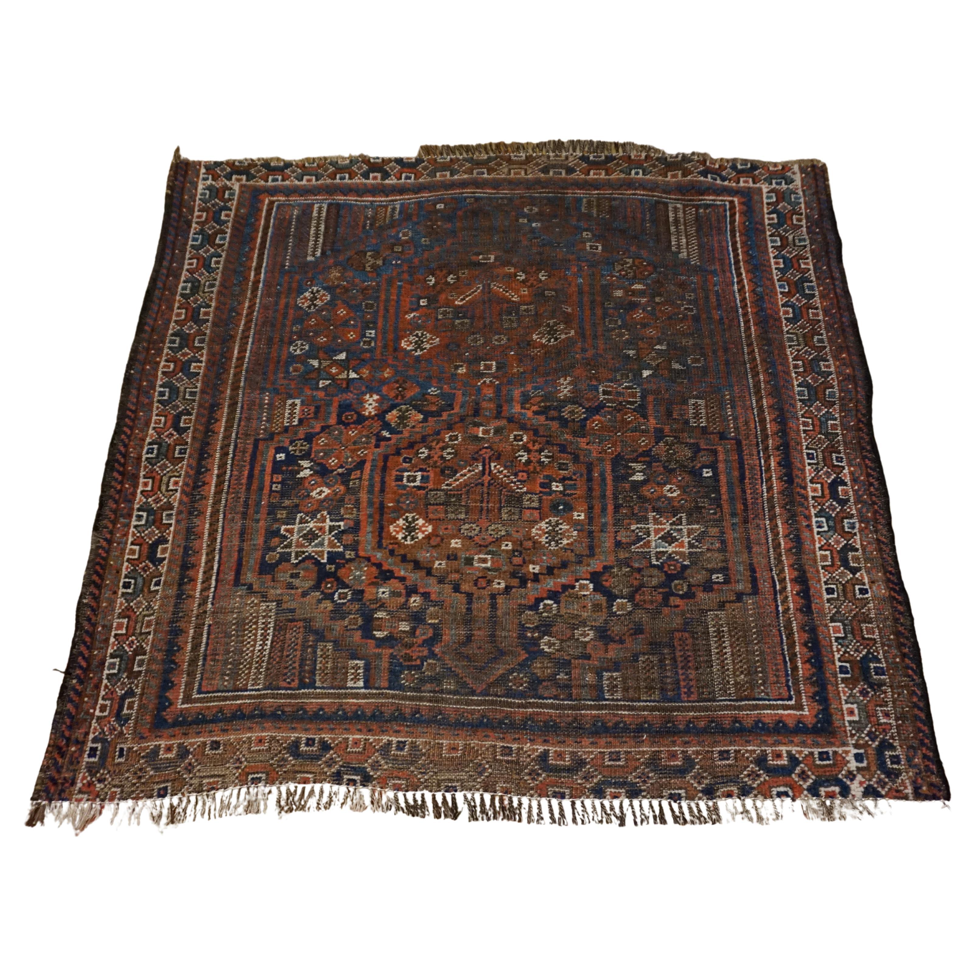 Fine Antique Afghan Hand-Knotted Wool Prayer Rug in Muted Brown Tones ...
