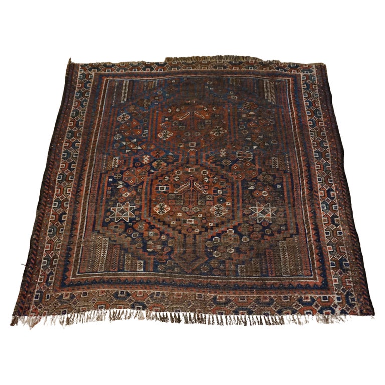 Late 19th Century Muted Natural Dye Hand Knotted Caucasus Tribal Rug ...
