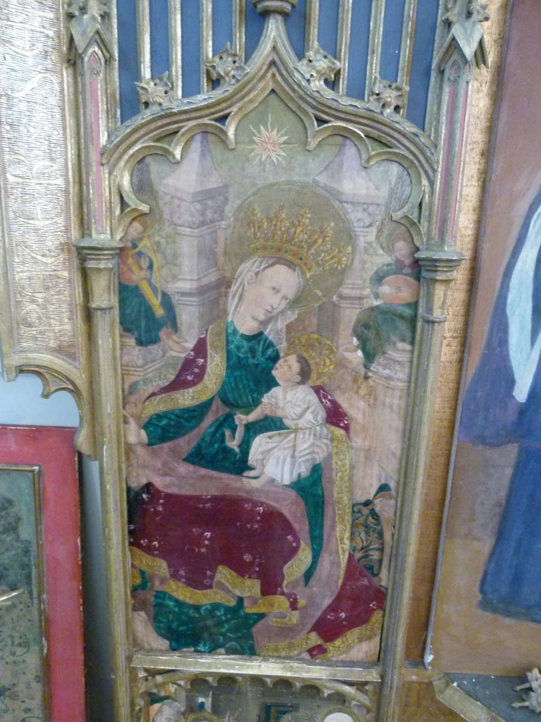 Late 19th Century Neo Gothic Polychromed Carved Wood Spanish Altar at ...