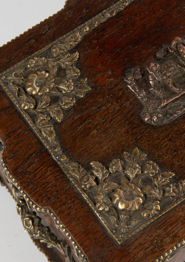 Late 19th Century Oak-Copper French Cigar Box For Sale at 1stDibs