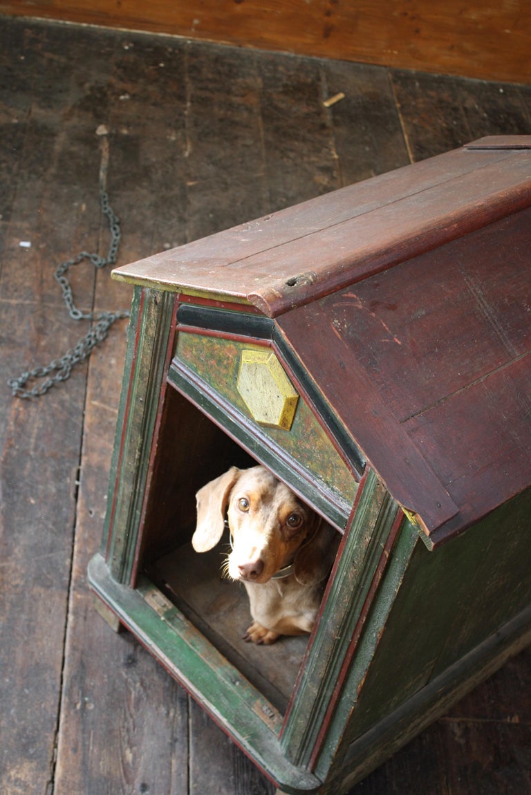 Late 19th Century Original Painted Green Faux Marble Dog Canine Kennel ...
