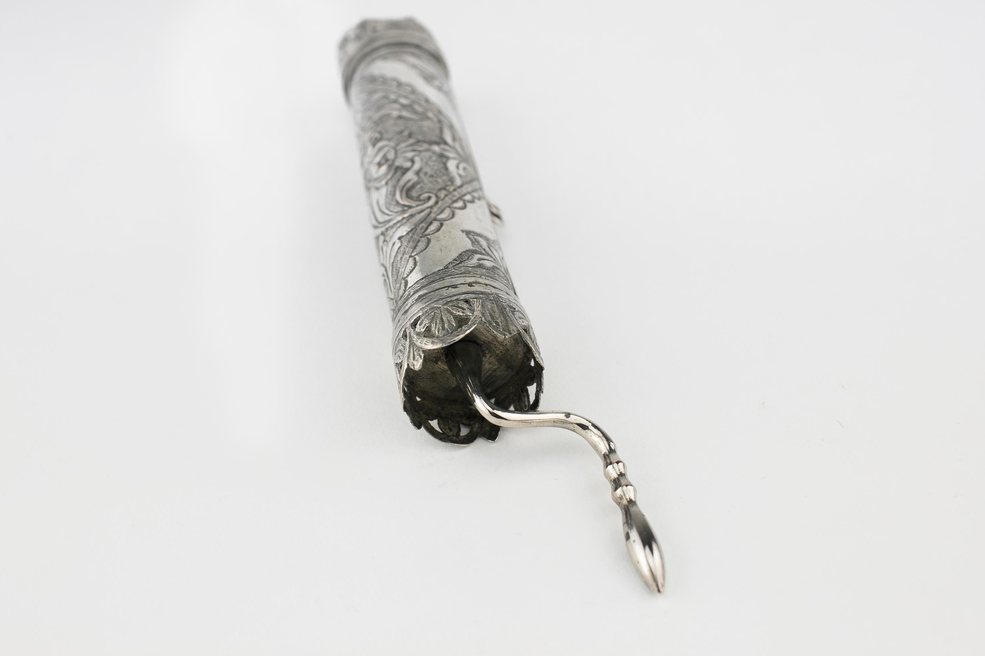 Late 19th Century Ottoman Empire Silver Megillah Case and Esther Scroll ...
