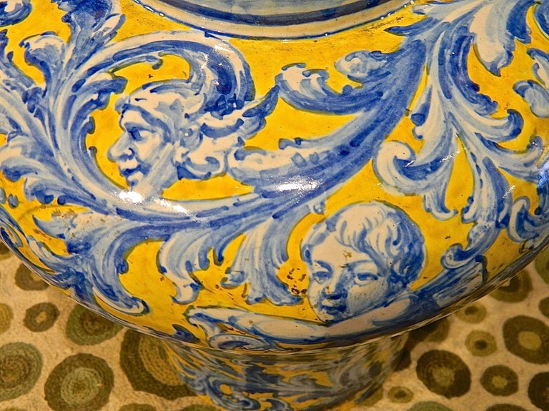 Late 19th Century Painted Talavera Majolica Jar from Spain at 1stDibs