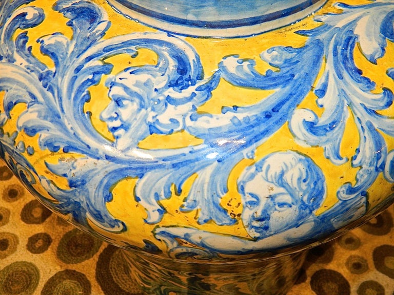 Late 19th Century Painted Talavera Majolica Jar from Spain at 1stDibs
