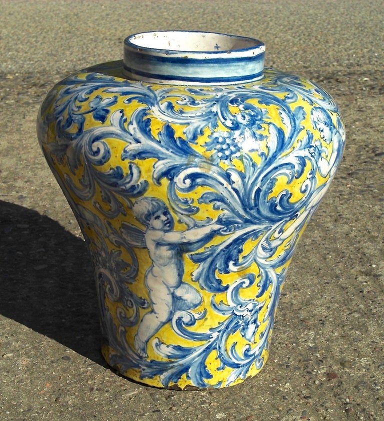 Late 19th Century Painted Talavera Majolica Jar from Spain at 1stDibs