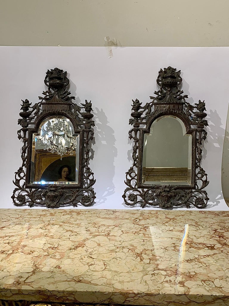 Late 19th Century, Pair of Bronze Mirrors For Sale at 1stDibs