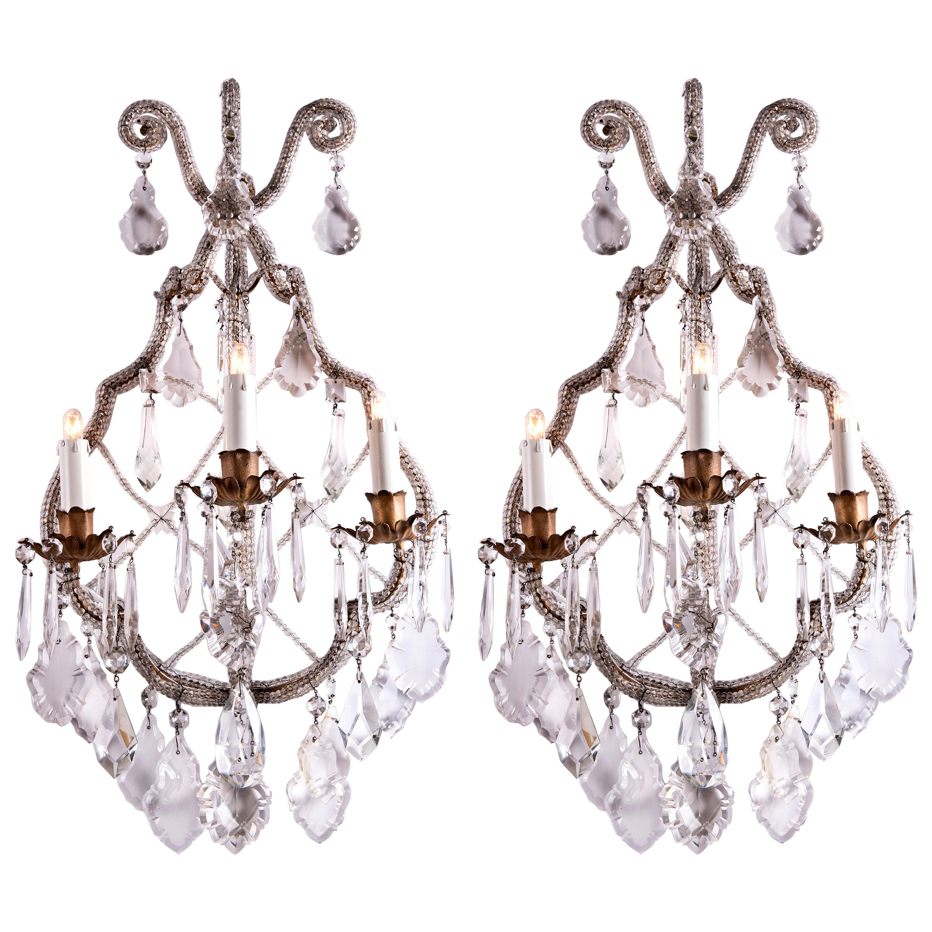 20th Century Italian Crystal Glass Wall Appliqués by Cristal Art at 1stDibs