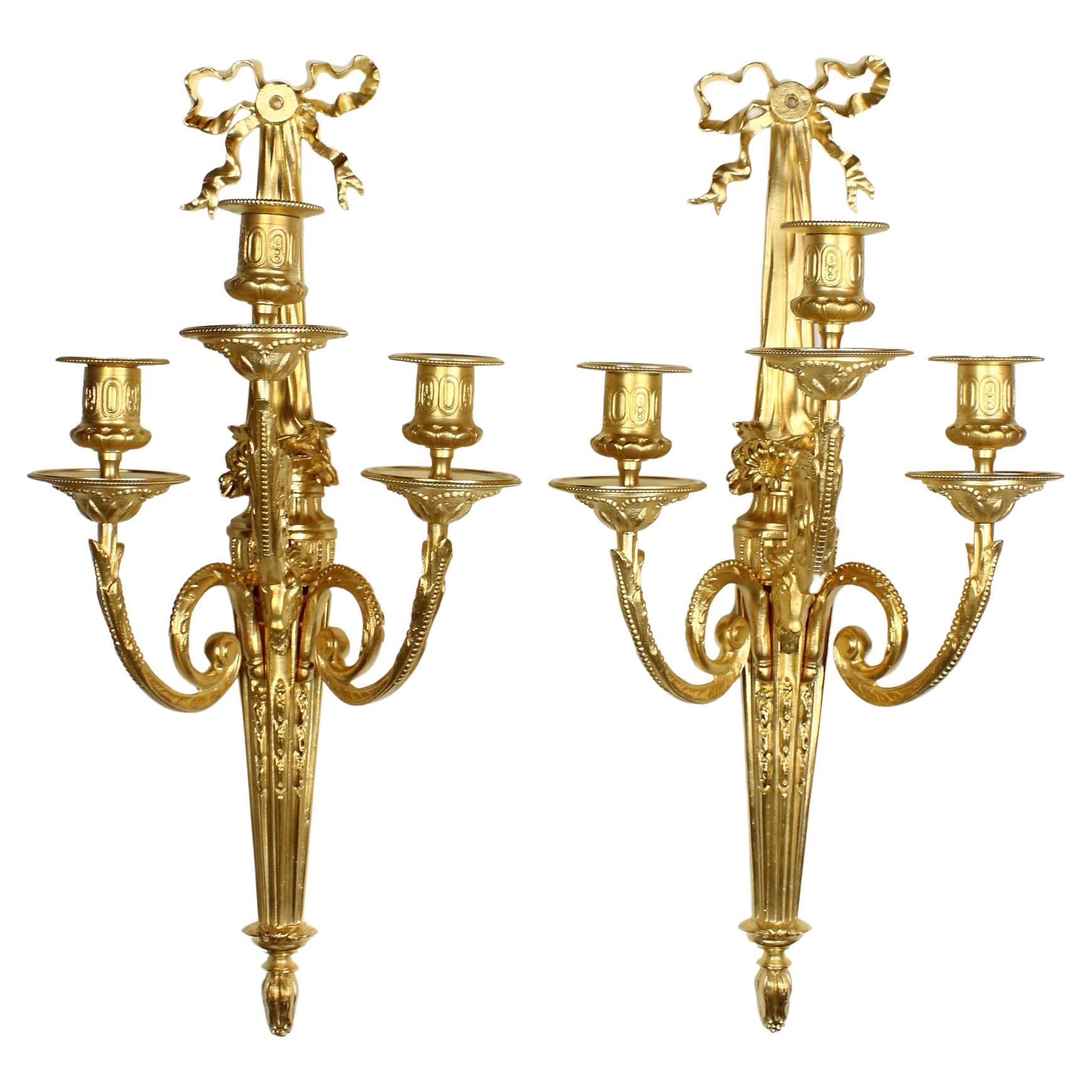 Rare Large Louis XVI Wall Sconce Gilt Bronze, 19th Century For Sale at ...