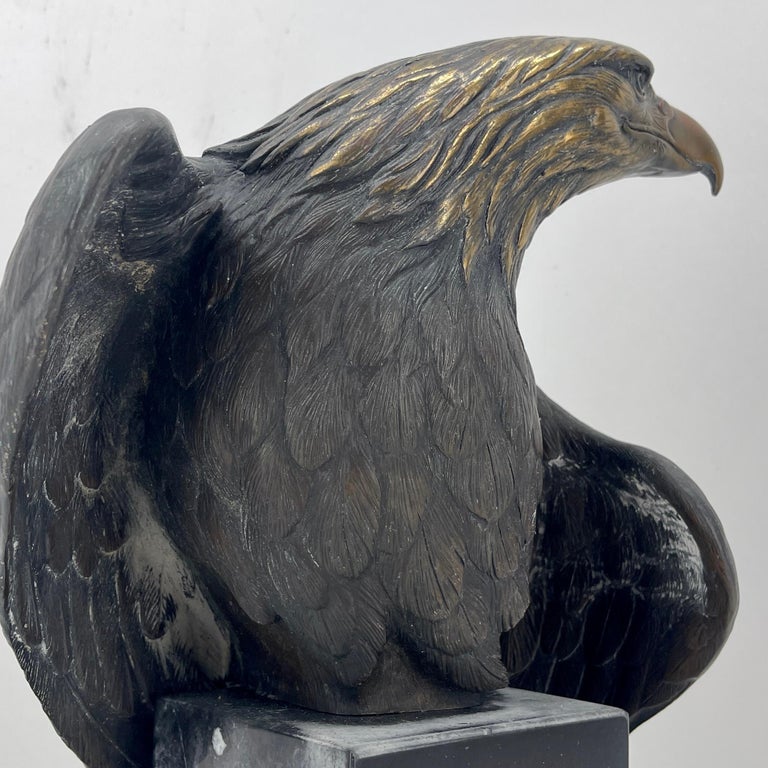 Late 19th Century Patinated Bronze Eagle on Black Marble Stand For Sale ...