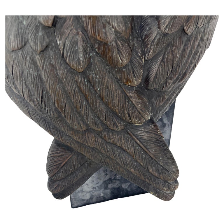 Late 19th Century Patinated Bronze Eagle on Black Marble Stand For Sale ...