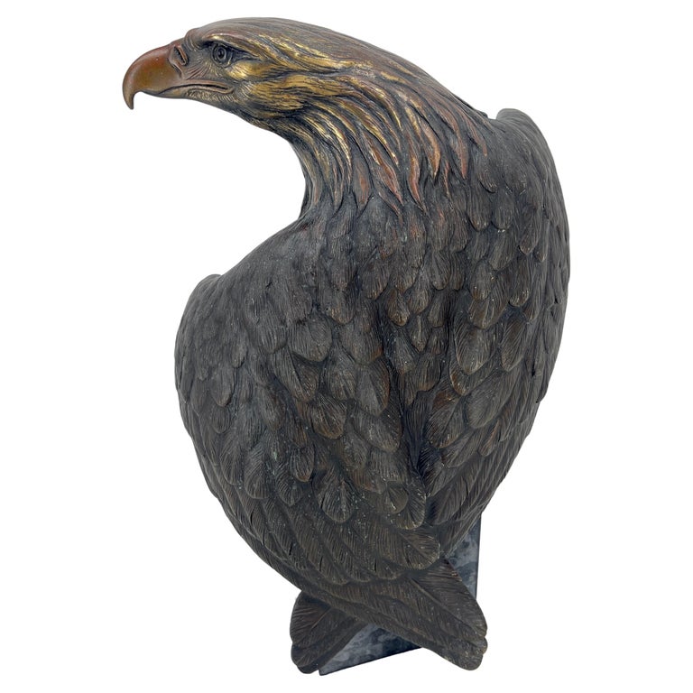 Late 19th Century Patinated Bronze Eagle on Black Marble Stand For Sale ...